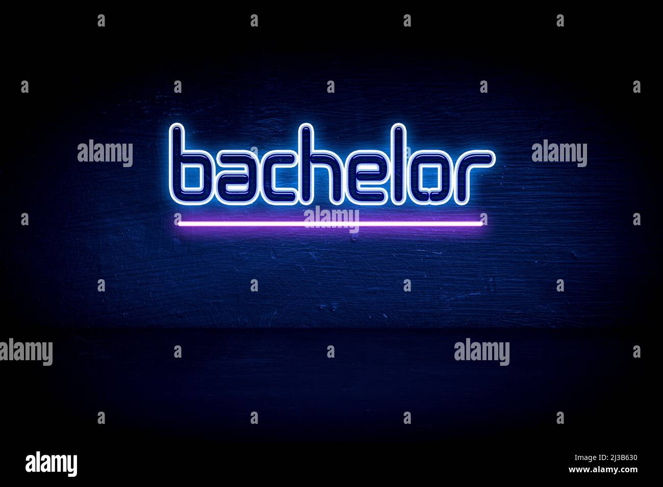 bachelor - blue neon announcement signboard Stock Photo - Alamy