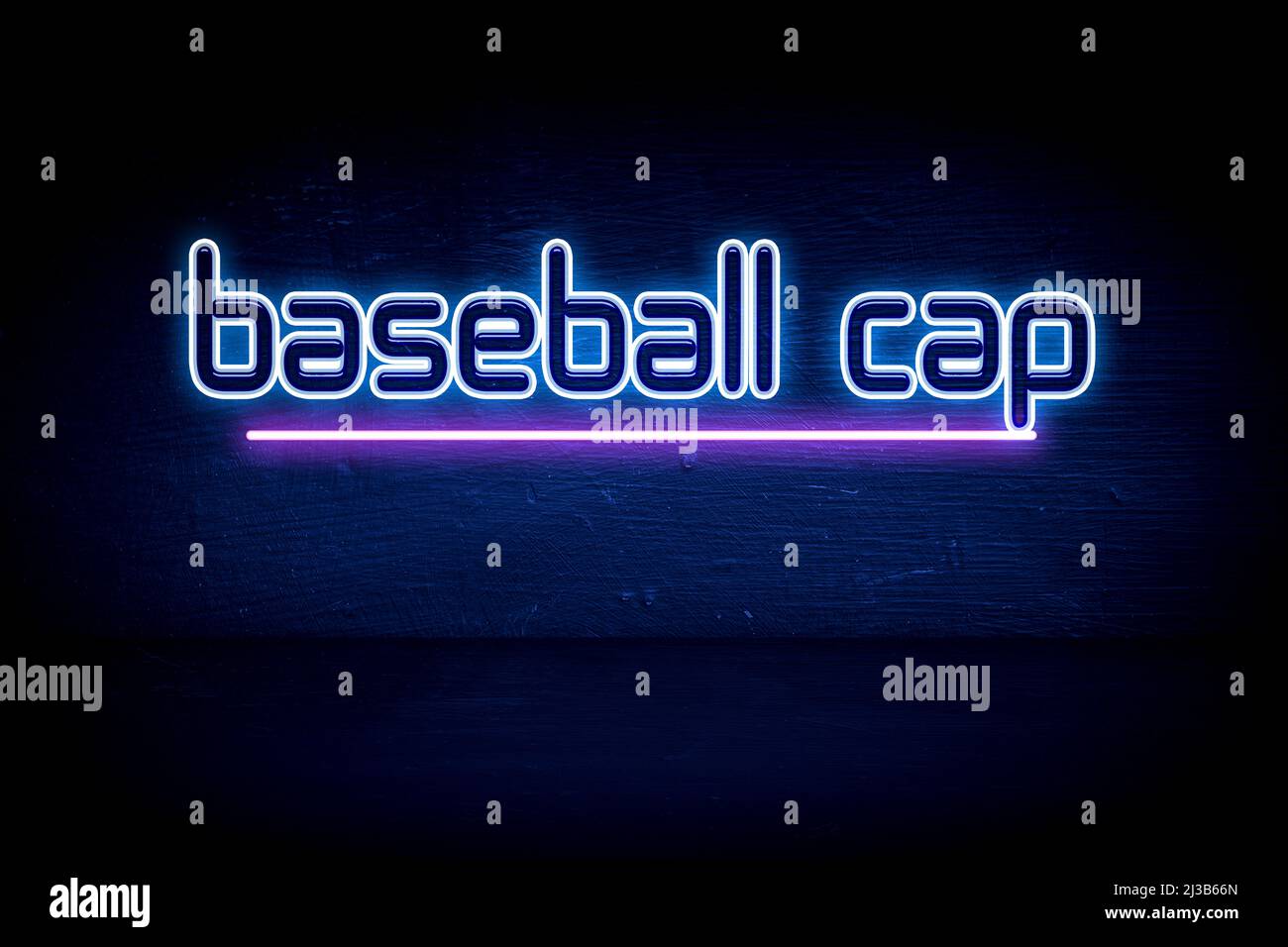 baseball cap - blue neon announcement signboard Stock Photo - Alamy