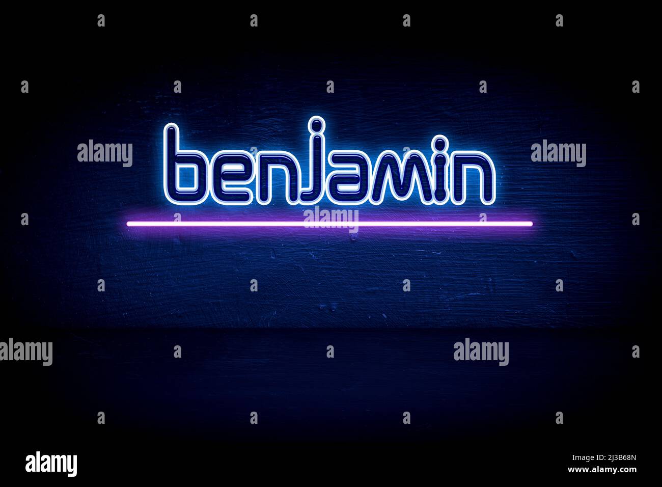 Benjamin - blue neon announcement signboard Stock Photo - Alamy