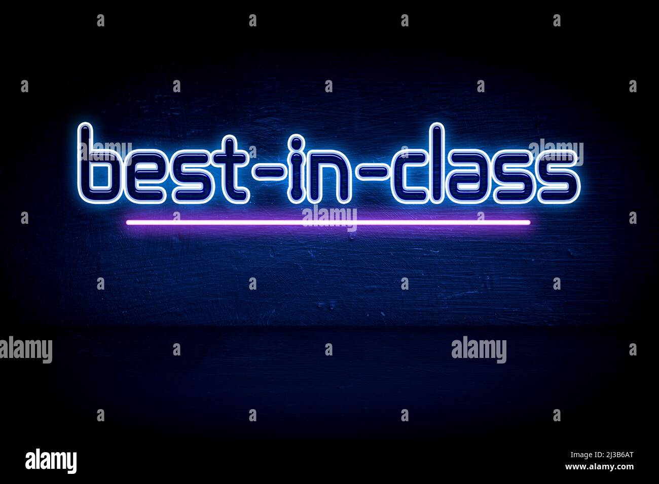 Best-in-class - blue neon announcement signboard Stock Photo - Alamy