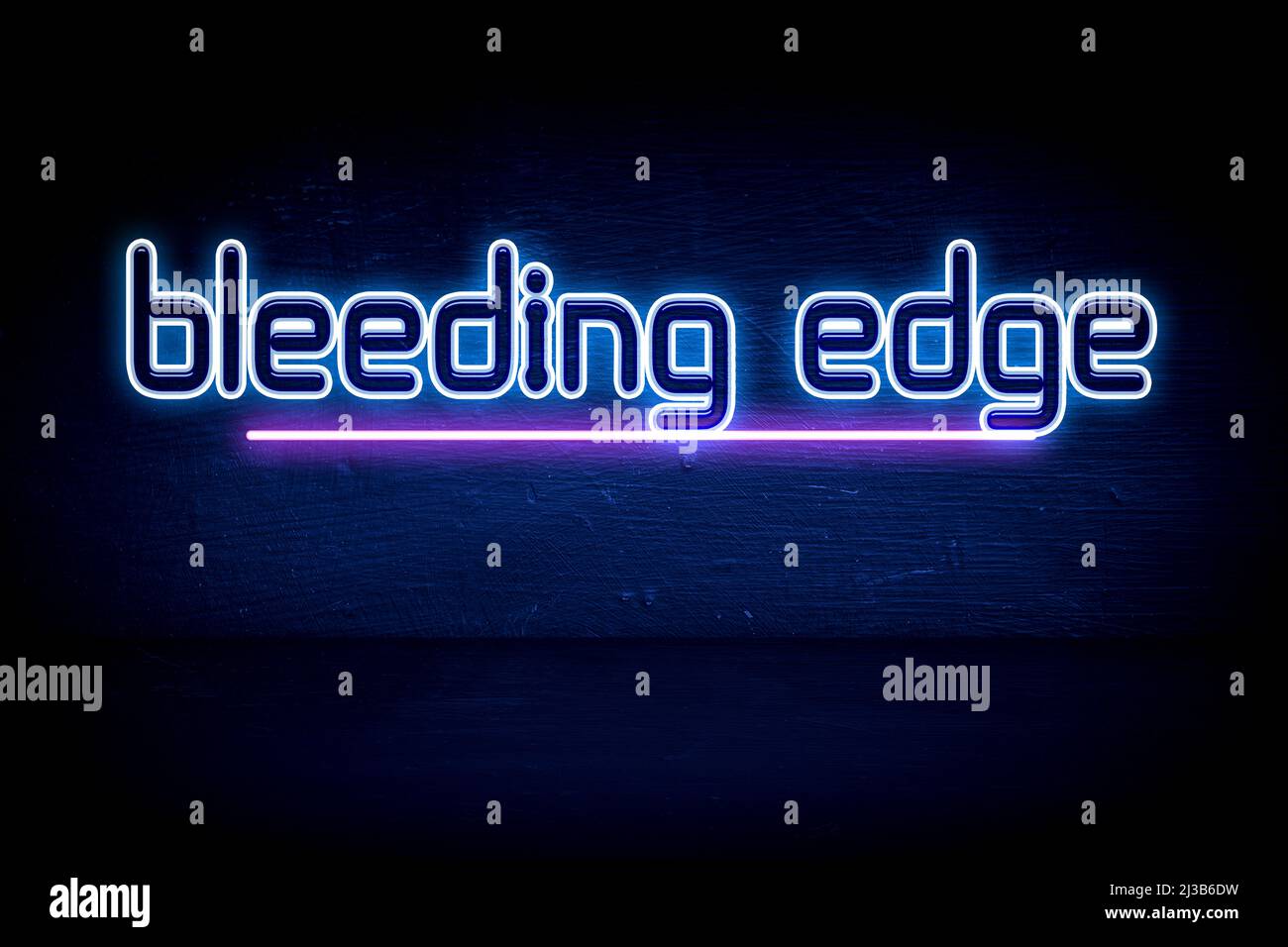 Bleeding edge - blue neon announcement signboard Stock Photo - Alamy