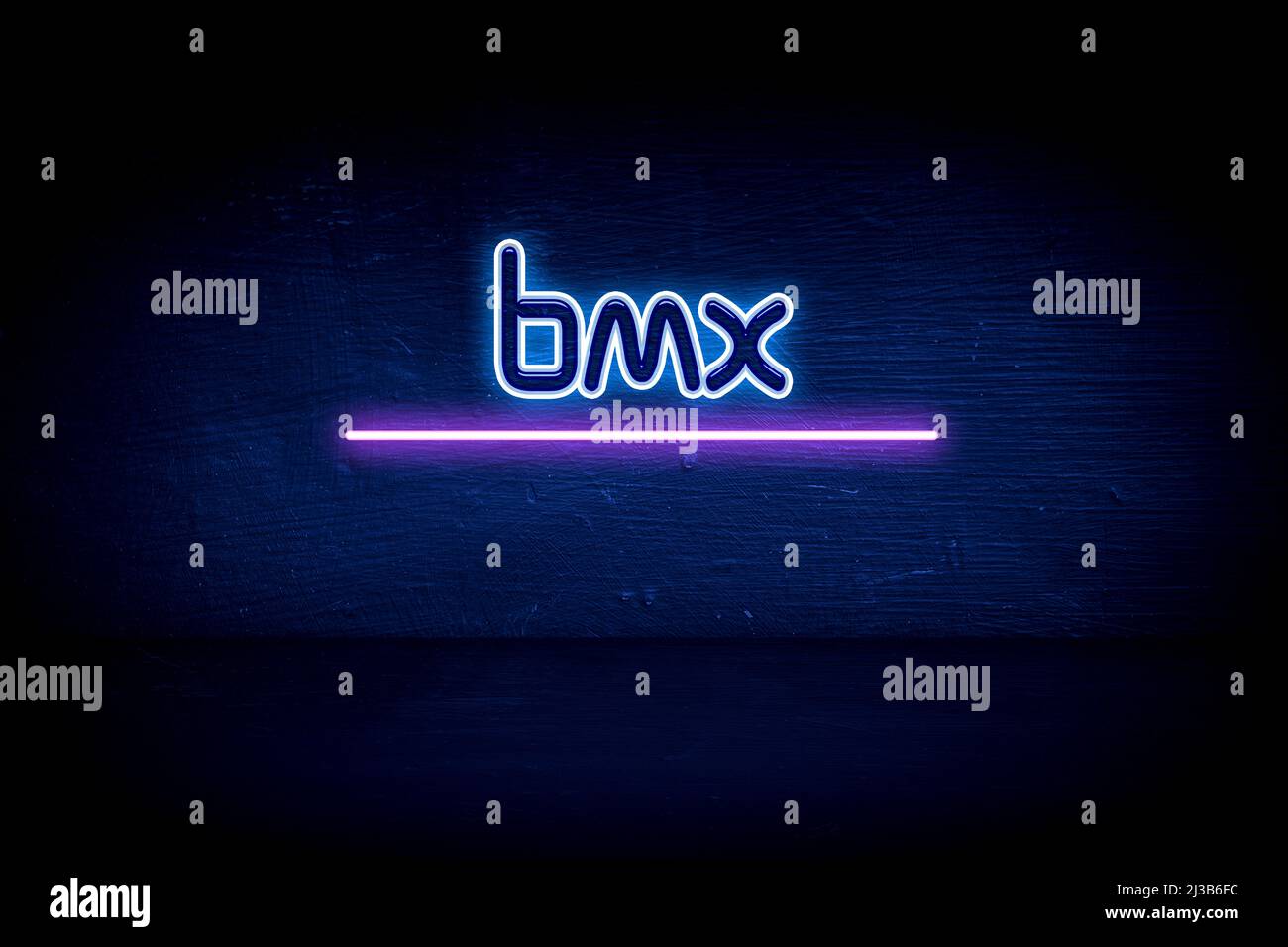BMX - blue neon announcement signboard Stock Photo - Alamy