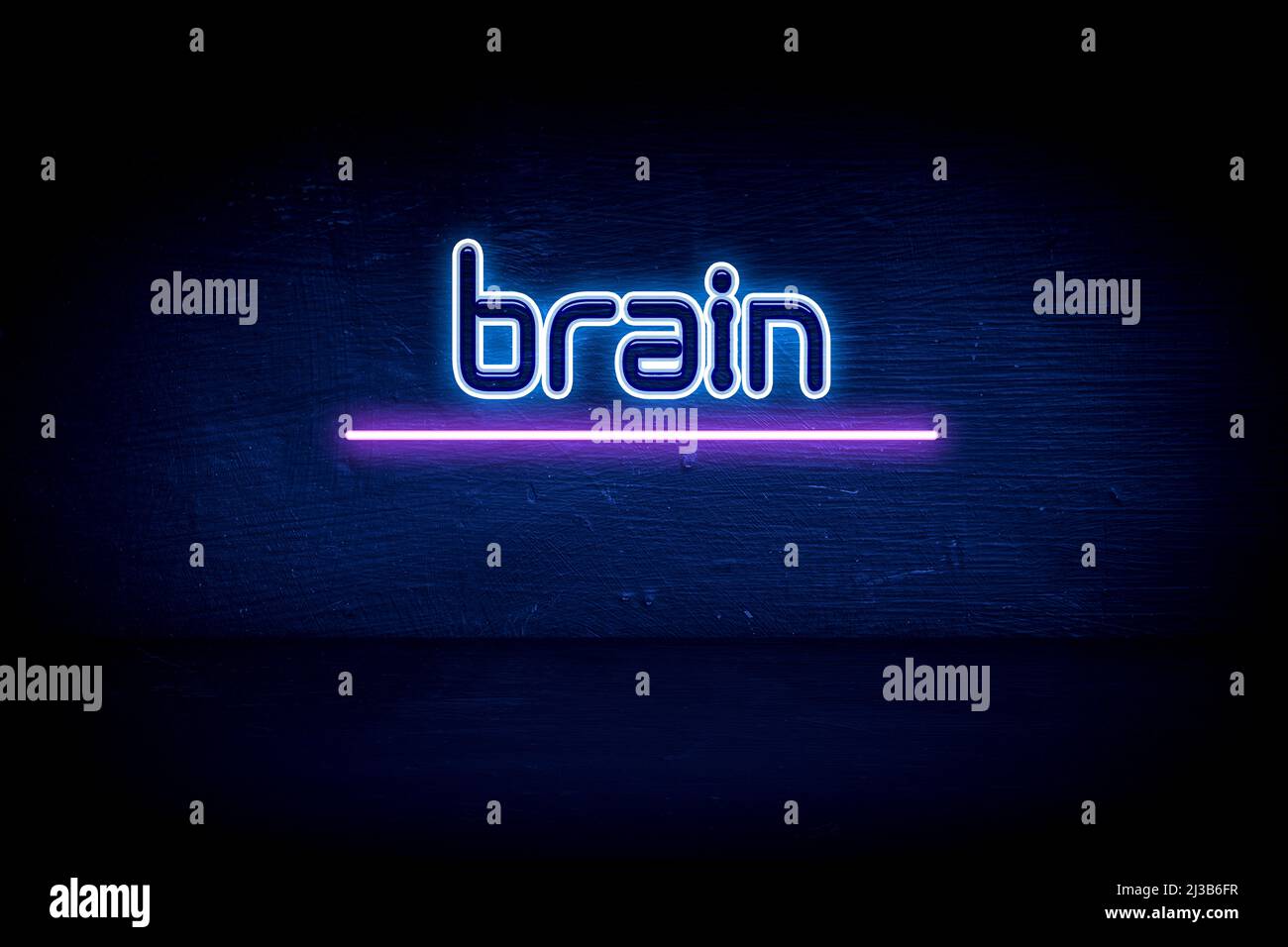 Brain - blue neon announcement signboard Stock Photo - Alamy