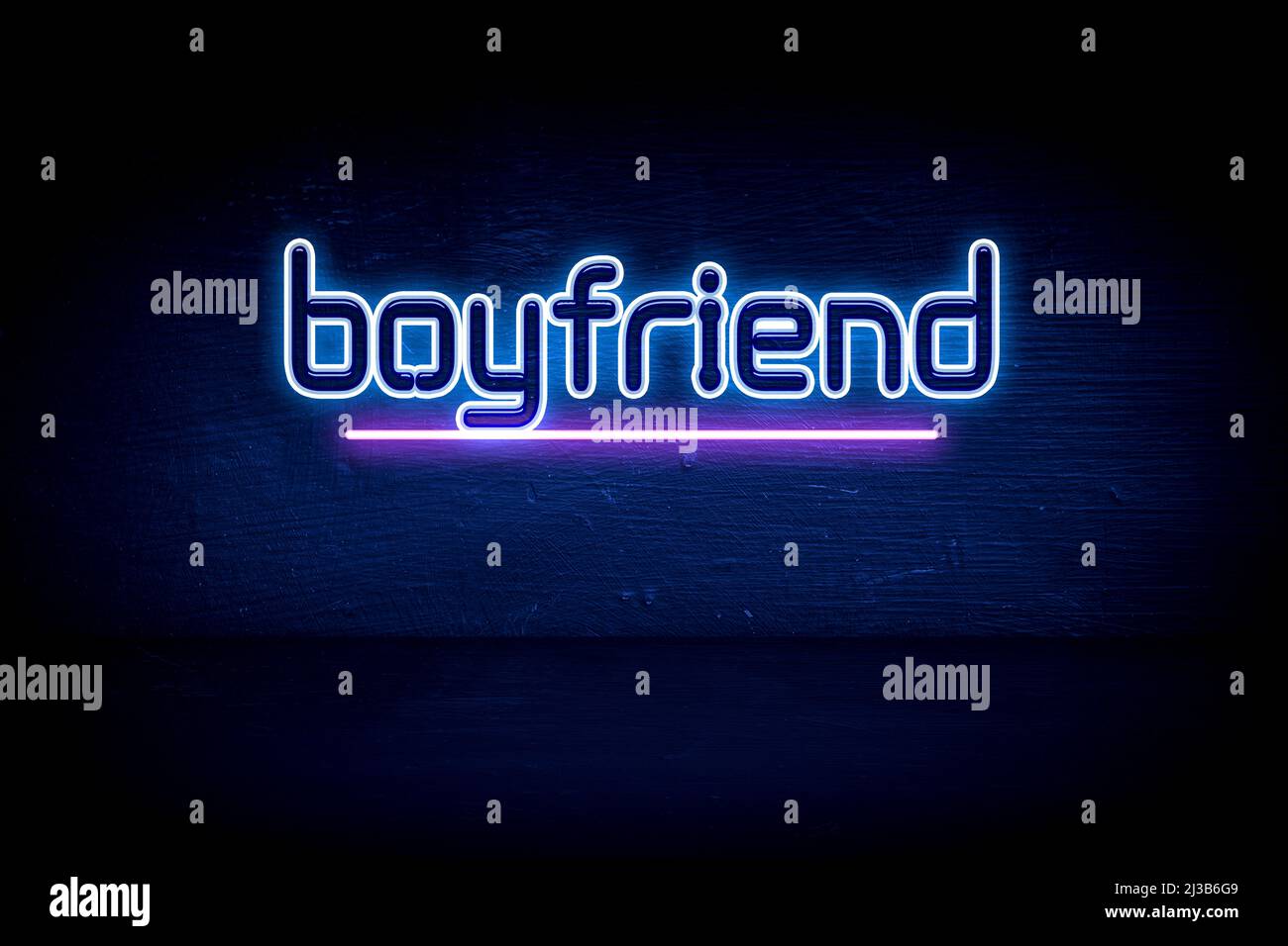 boyfriend - blue neon announcement signboard Stock Photo - Alamy