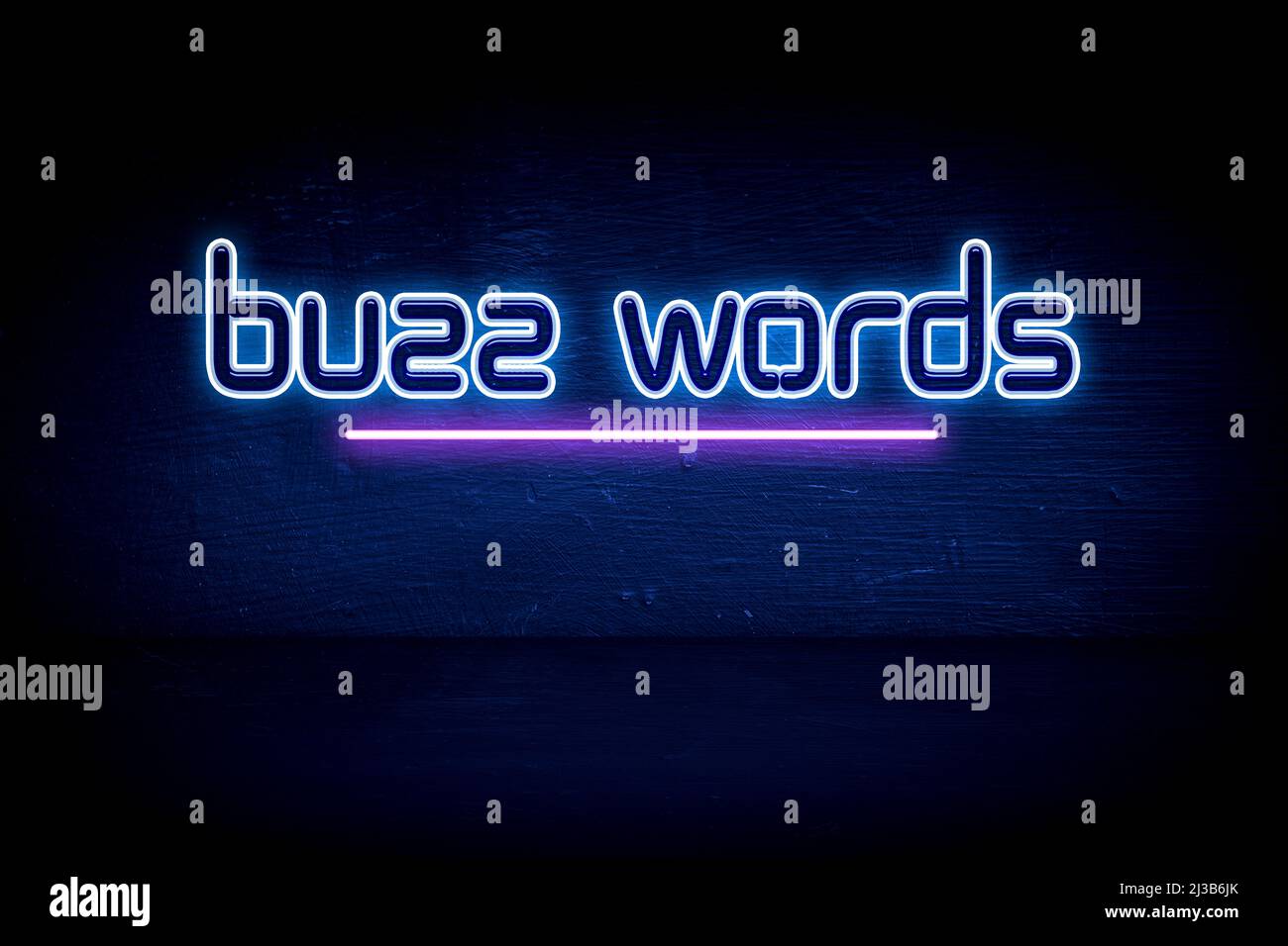 Buzz Words - blue neon announcement signboard Stock Photo - Alamy