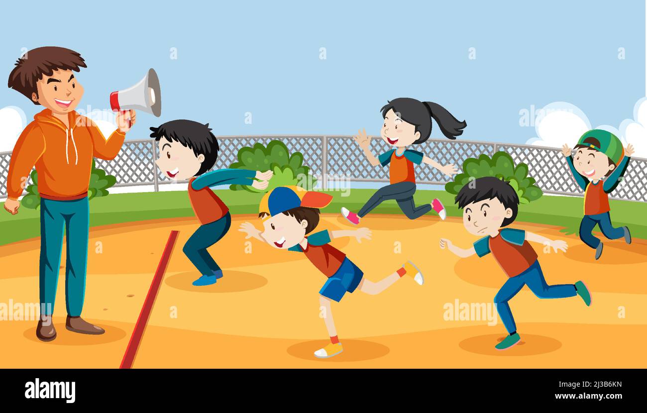 Kids playing red light green light game illustration Stock Vector Image ...