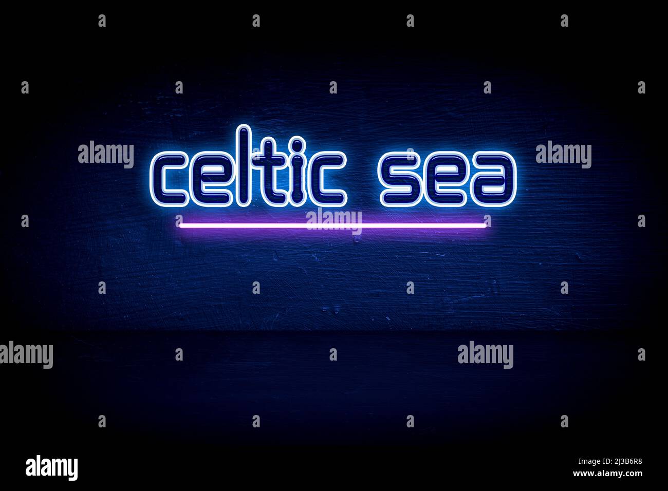 Celtic Sea - blue neon announcement signboard Stock Photo - Alamy