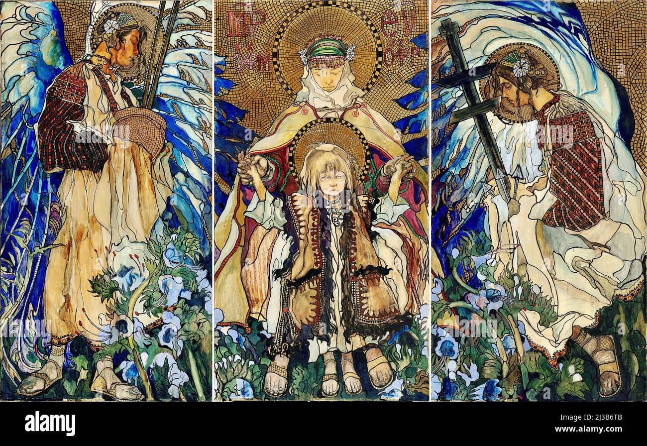 Kazimierz Sichulski - The Hutsul Madonna triptych depicts a Madonna and ...