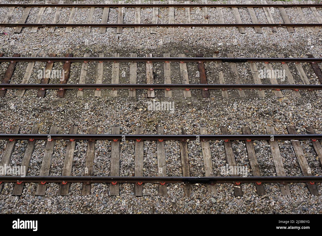 Railroad with rails from the train Stock Photo - Alamy