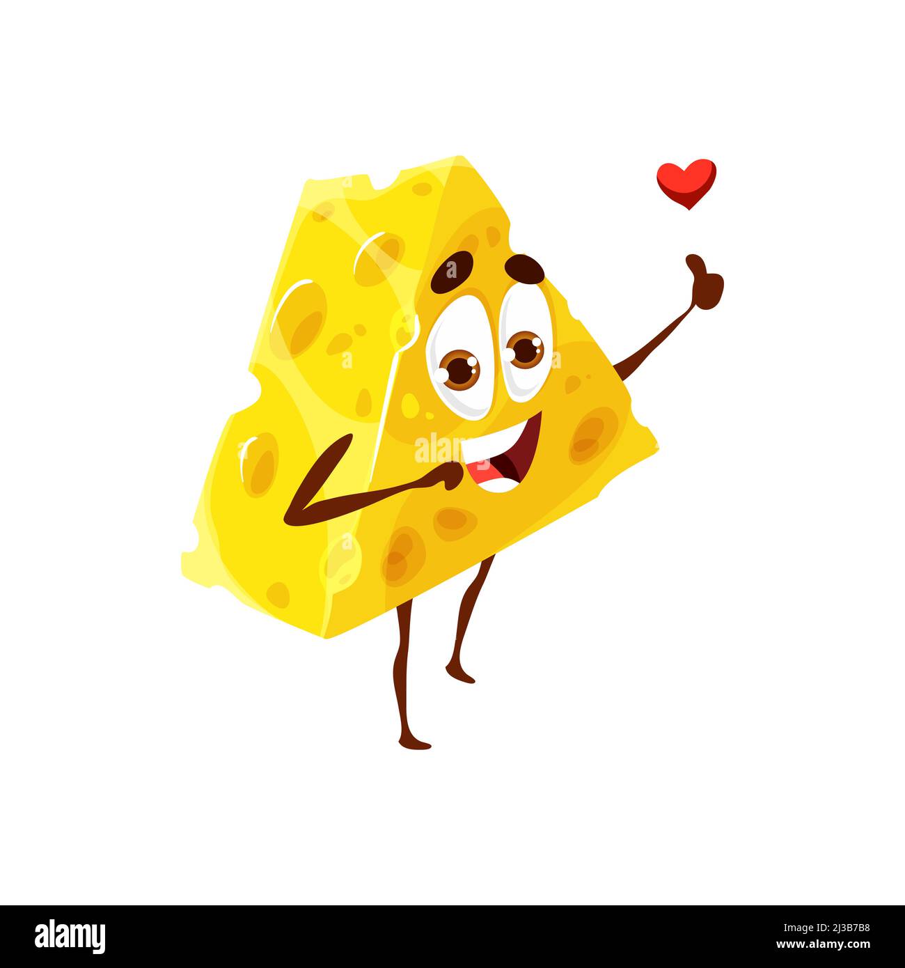 Cartoon cheese character with heart. Vector triangular or pyramid ...