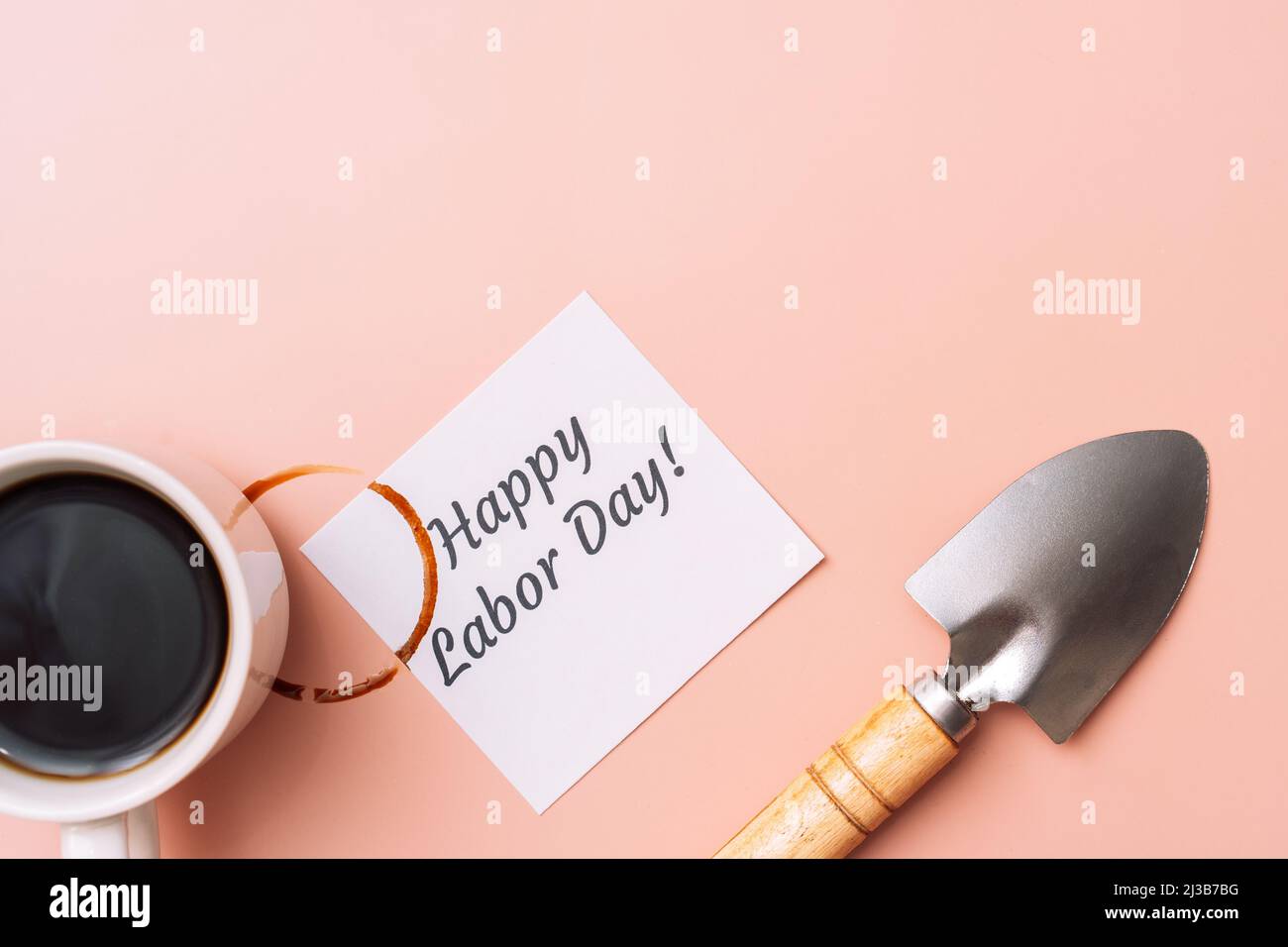 Happy lab day sticker with mug mark next to small spatula Stock Photo ...