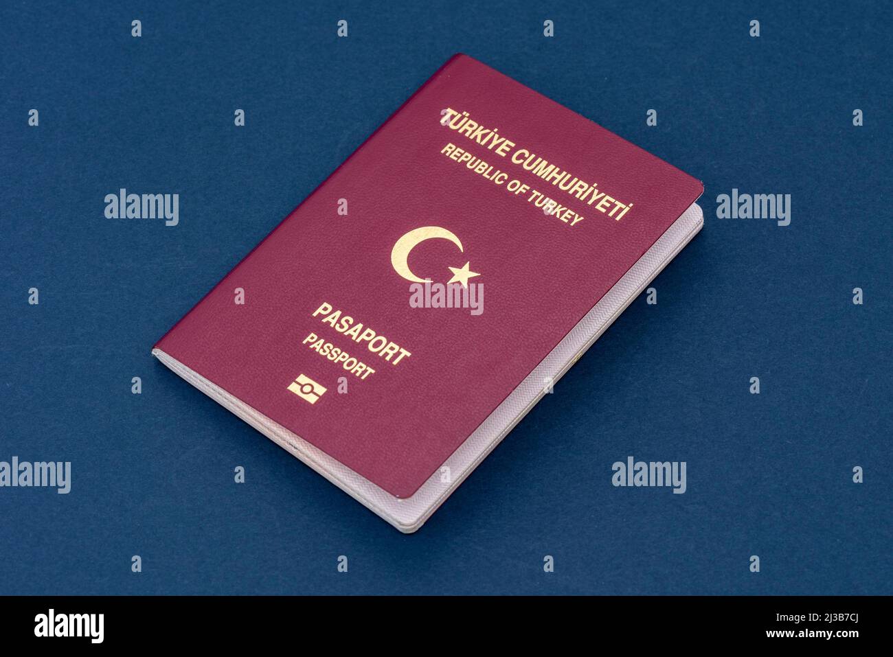 ISTANBUL, TURKEY - JULY 25, 2019: Turkish citizen public passport on ...