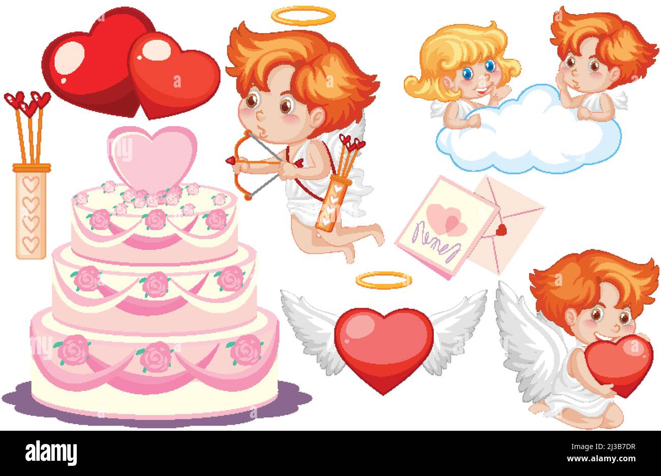 Valentine theme with cupid and cake illustration Stock Vector Image ...