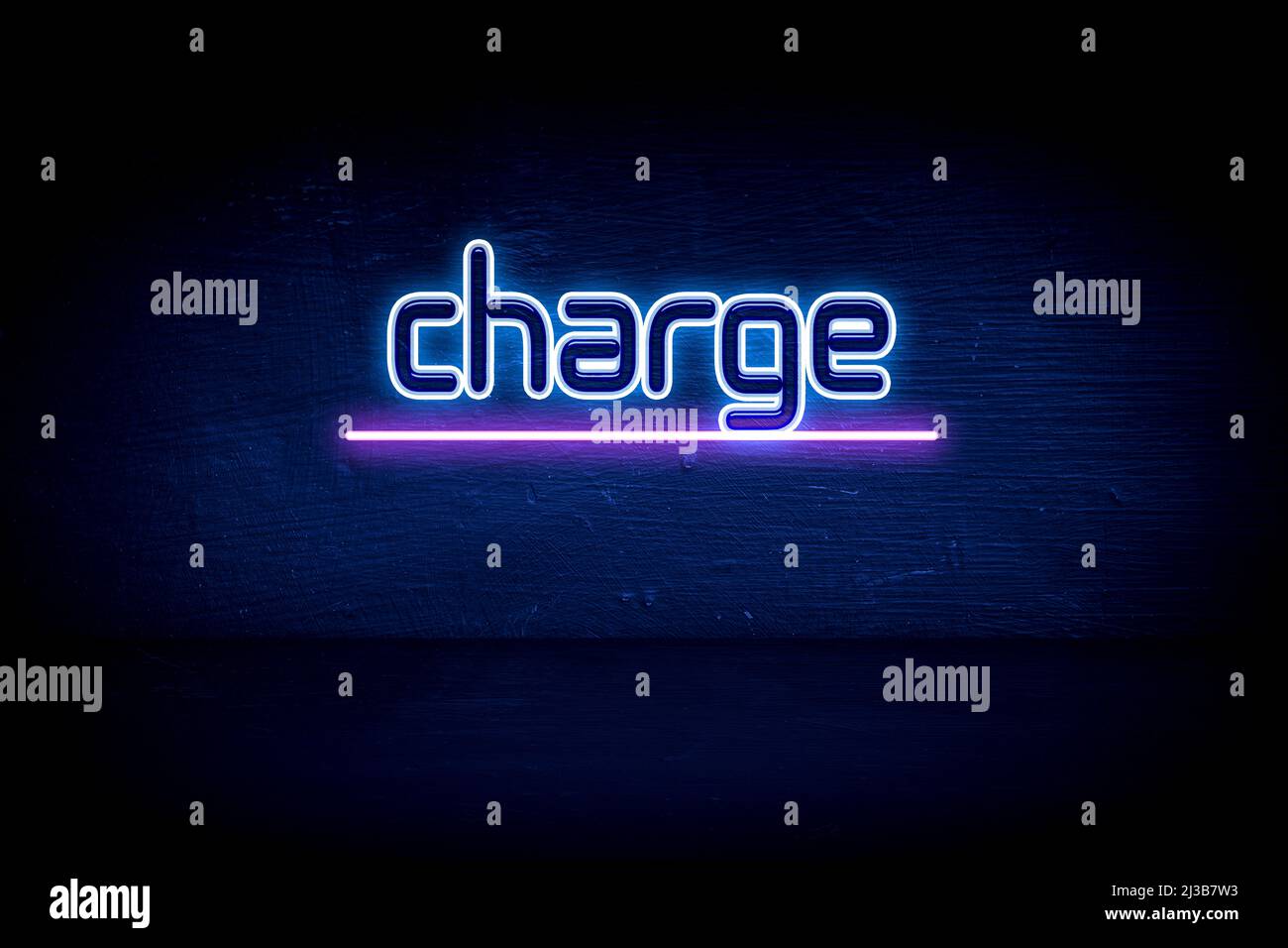 Charge - blue neon announcement signboard Stock Photo - Alamy