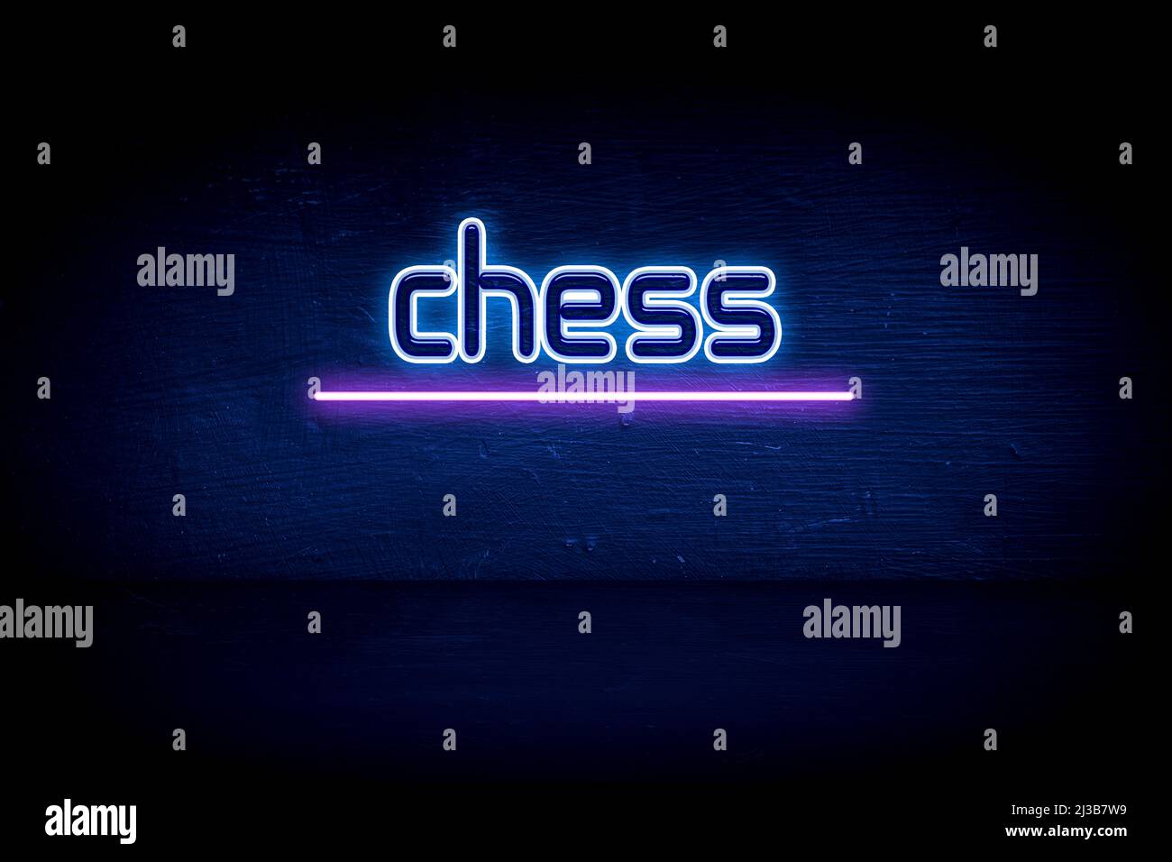 Chess - blue neon announcement signboard Stock Photo - Alamy
