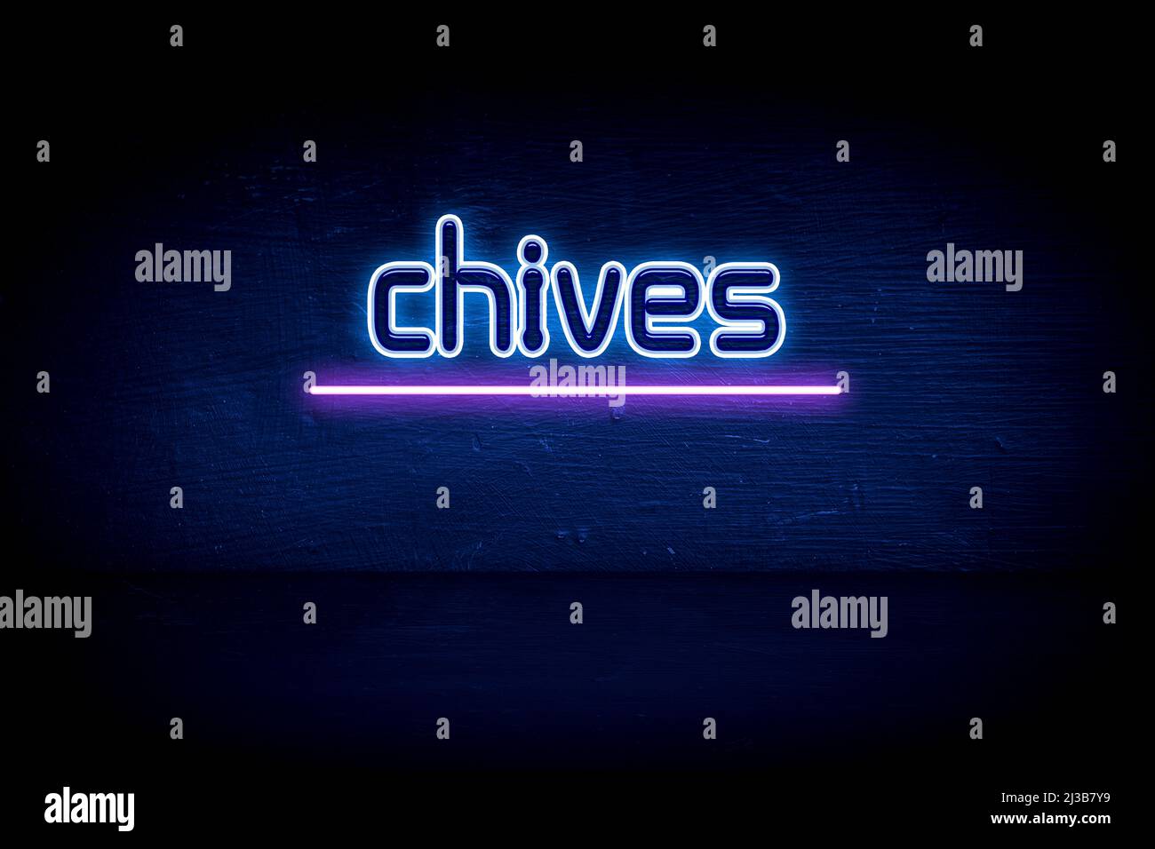 Chives - blue neon announcement signboard Stock Photo - Alamy