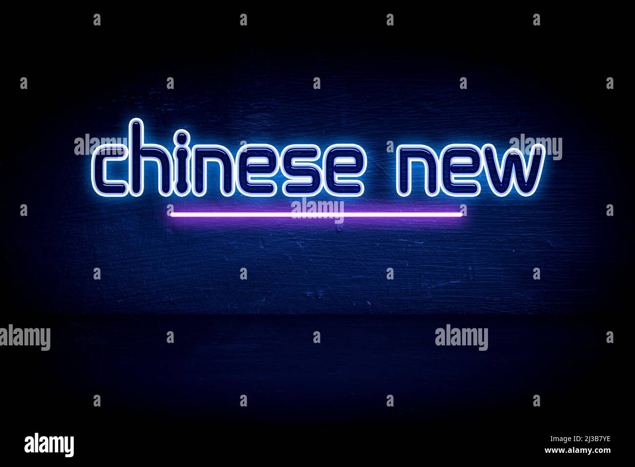 Chinese New Years - blue neon announcement signboard Stock Photo - Alamy