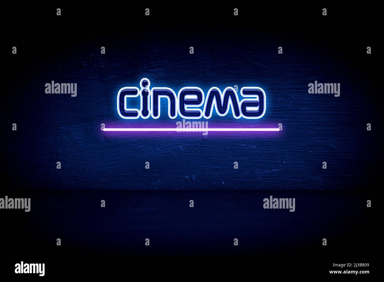 cinema - blue neon announcement signboard Stock Photo - Alamy