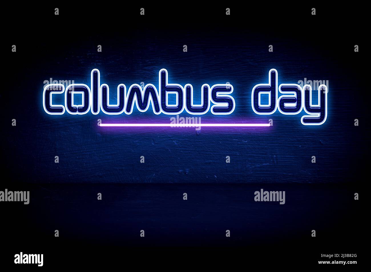 Columbus Day - blue neon announcement signboard Stock Photo - Alamy