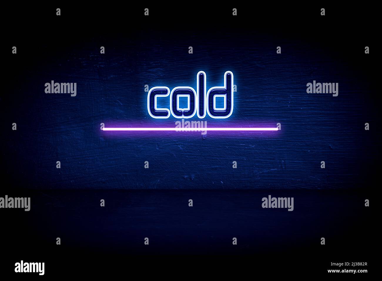Cold - blue neon announcement signboard Stock Photo - Alamy