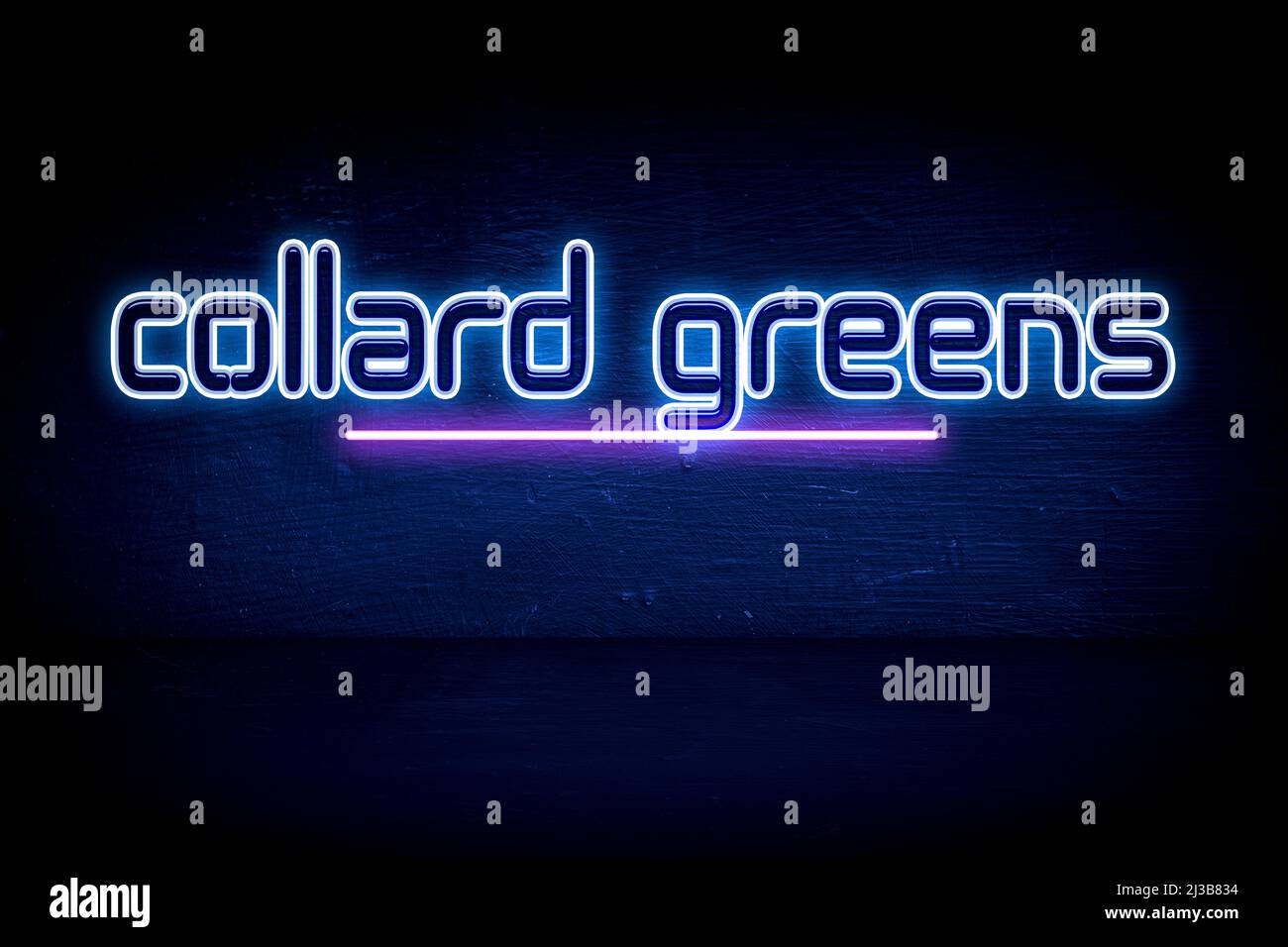 Collard greens - blue neon announcement signboard Stock Photo - Alamy