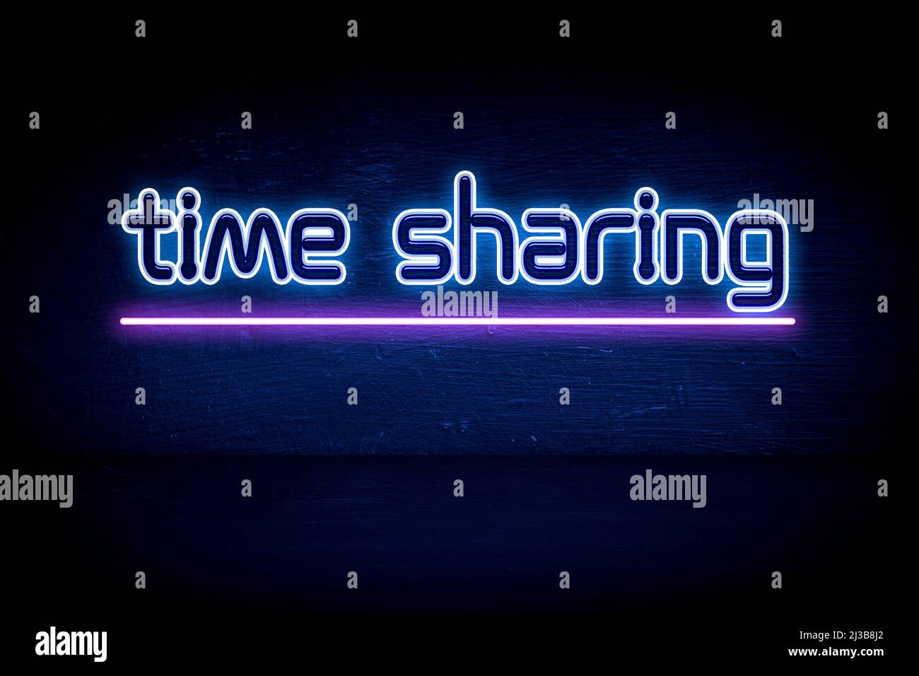 time sharing - blue neon announcement signboard Stock Photo - Alamy