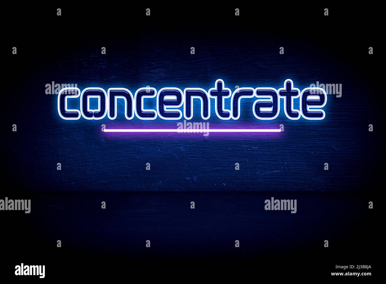 concentrate - blue neon announcement signboard Stock Photo - Alamy