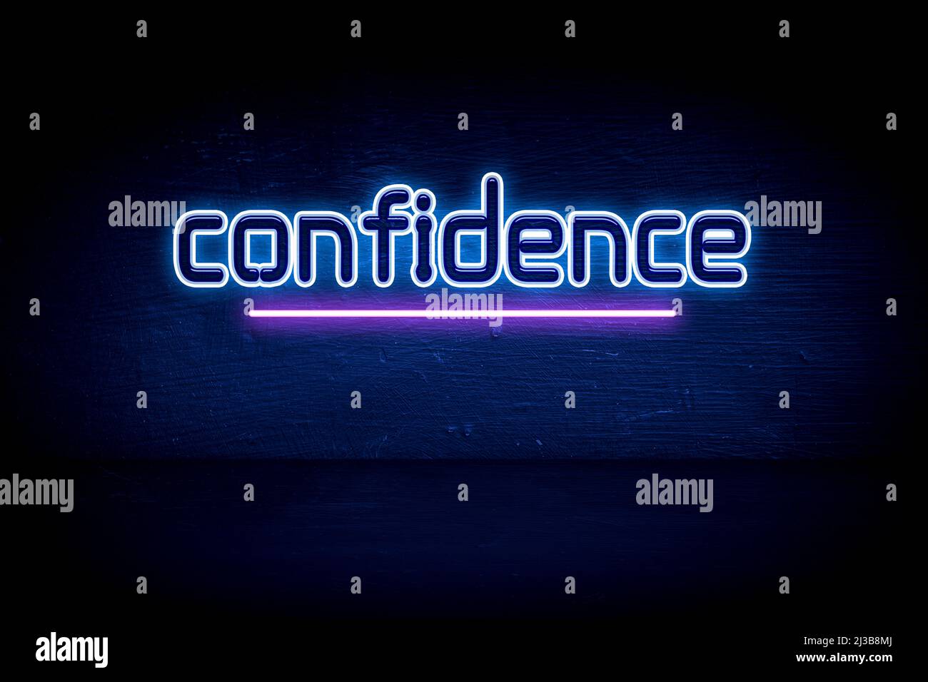 Confidence - blue neon announcement signboard Stock Photo - Alamy