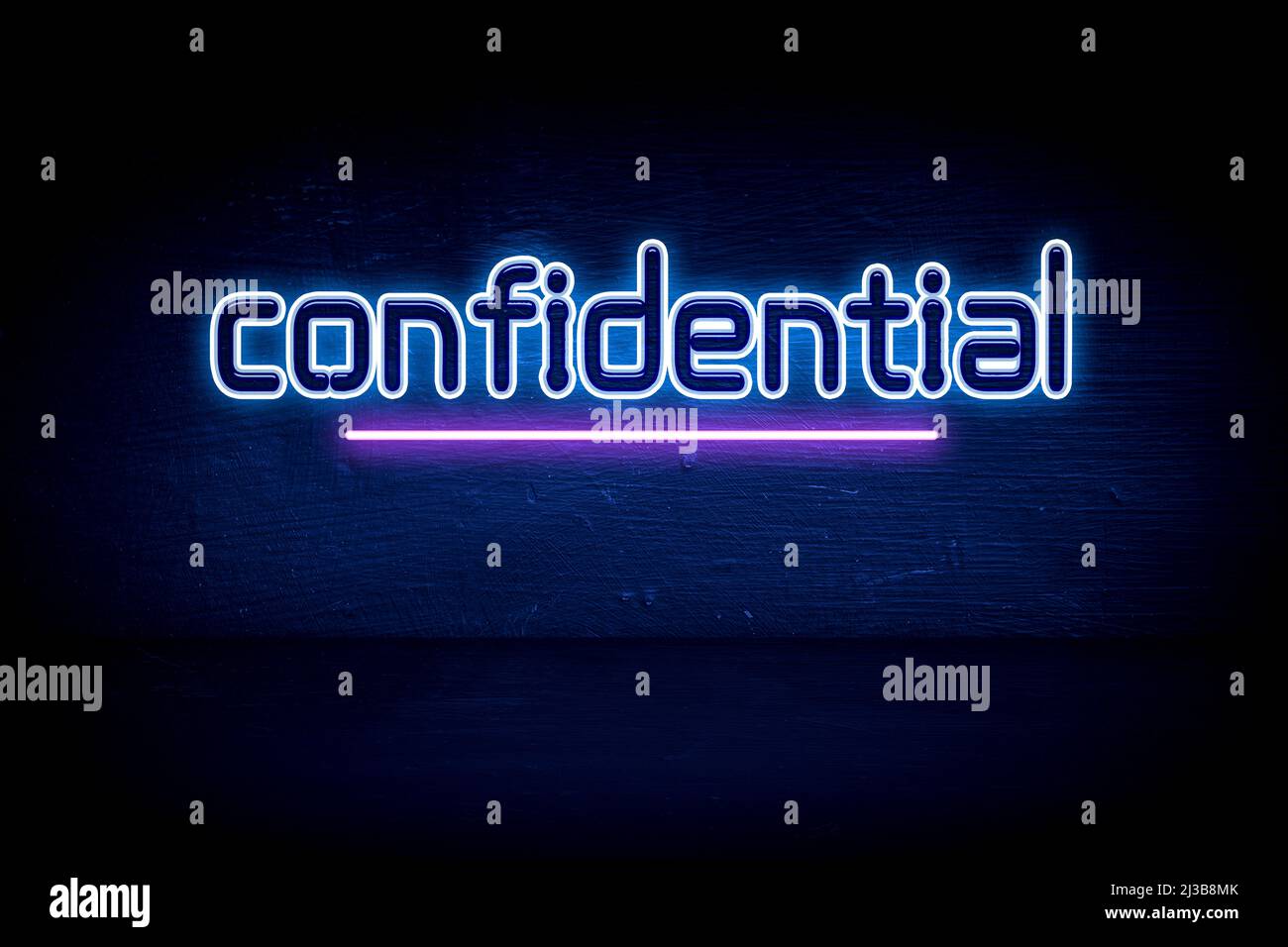 Confidential - blue neon announcement signboard Stock Photo - Alamy