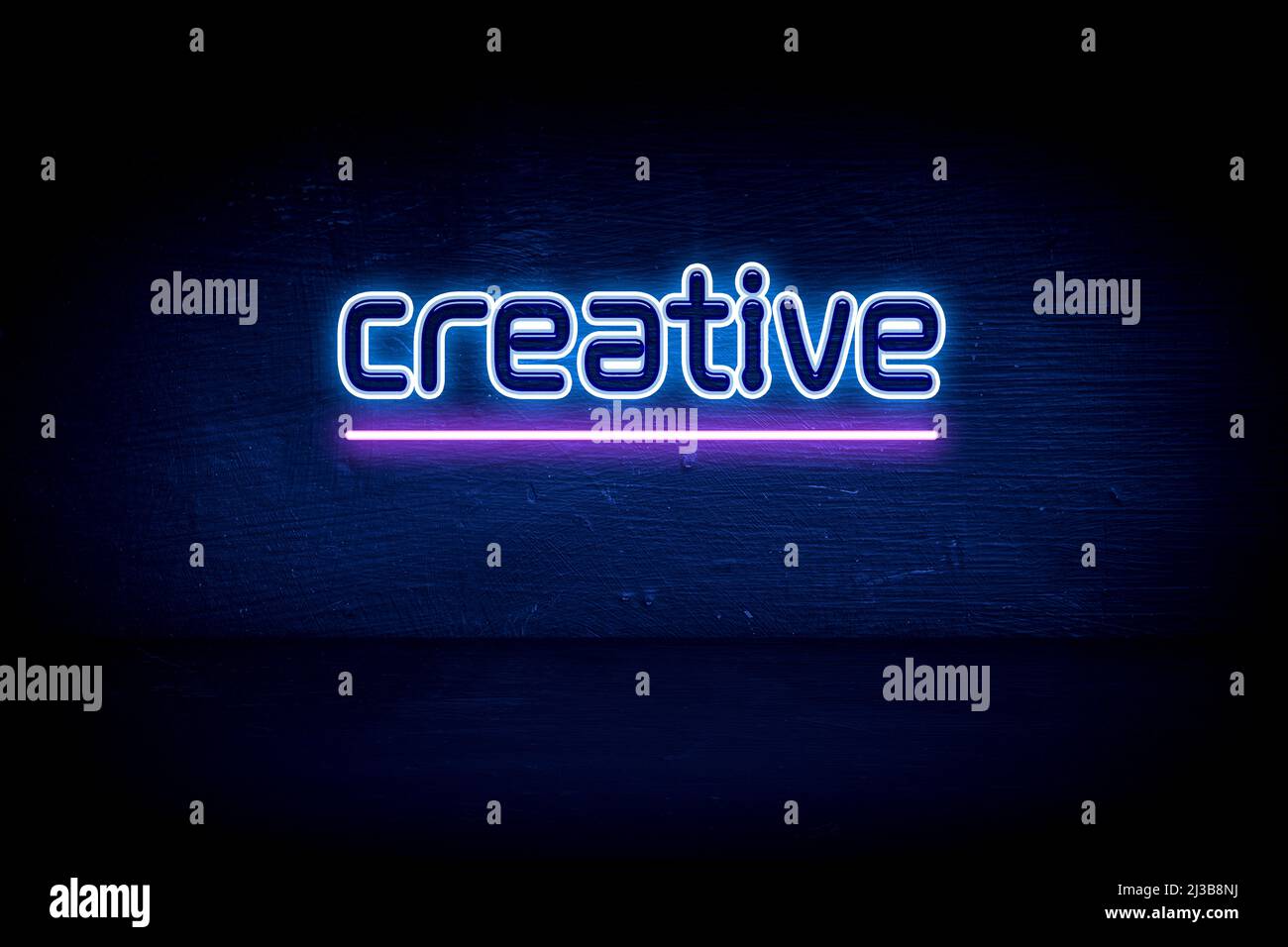 Creative - blue neon announcement signboard Stock Photo - Alamy