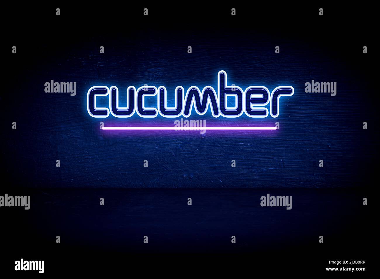 Cucumber - blue neon announcement signboard Stock Photo - Alamy