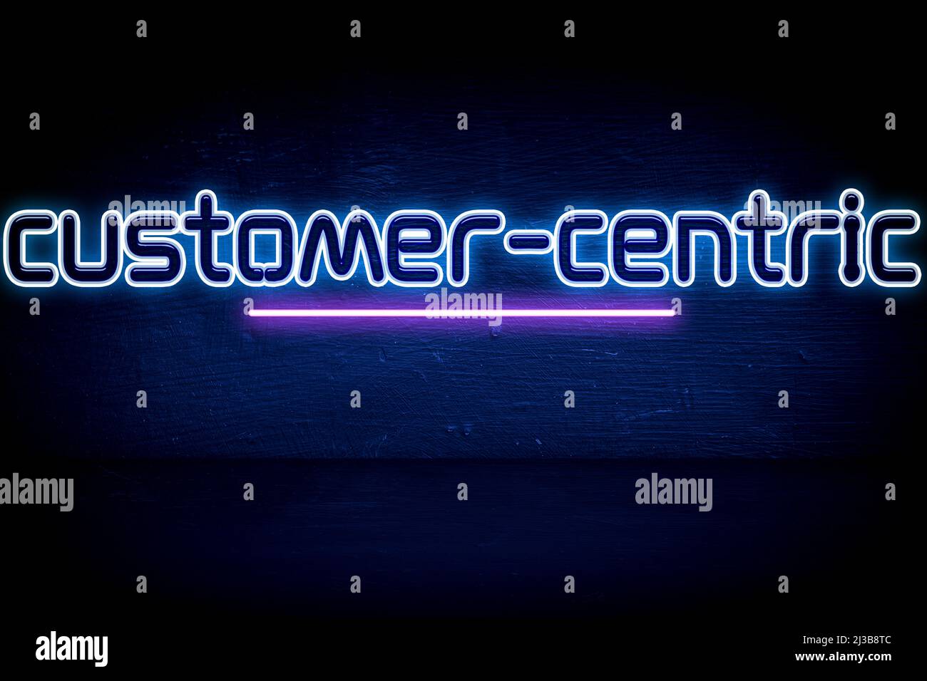 Customer-centric - blue neon announcement signboard Stock Photo - Alamy