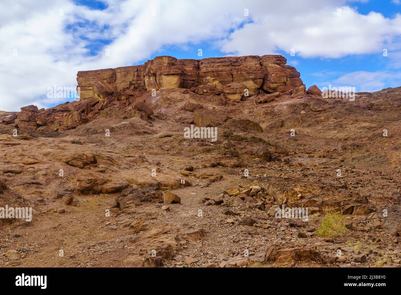 Winter view of Rock formation and the Arava desert valley landscape ...