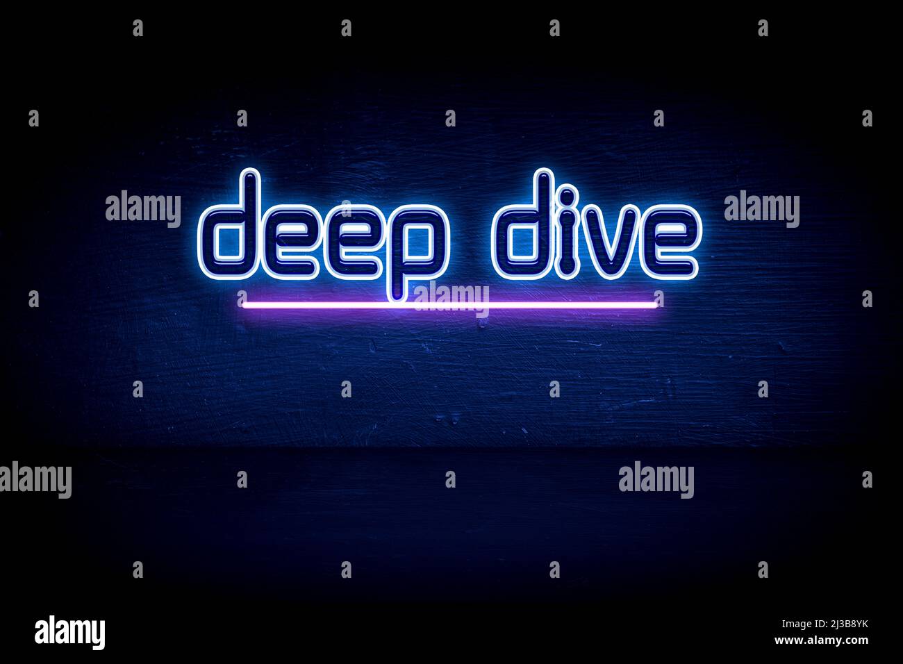 Deep dive - blue neon announcement signboard Stock Photo - Alamy