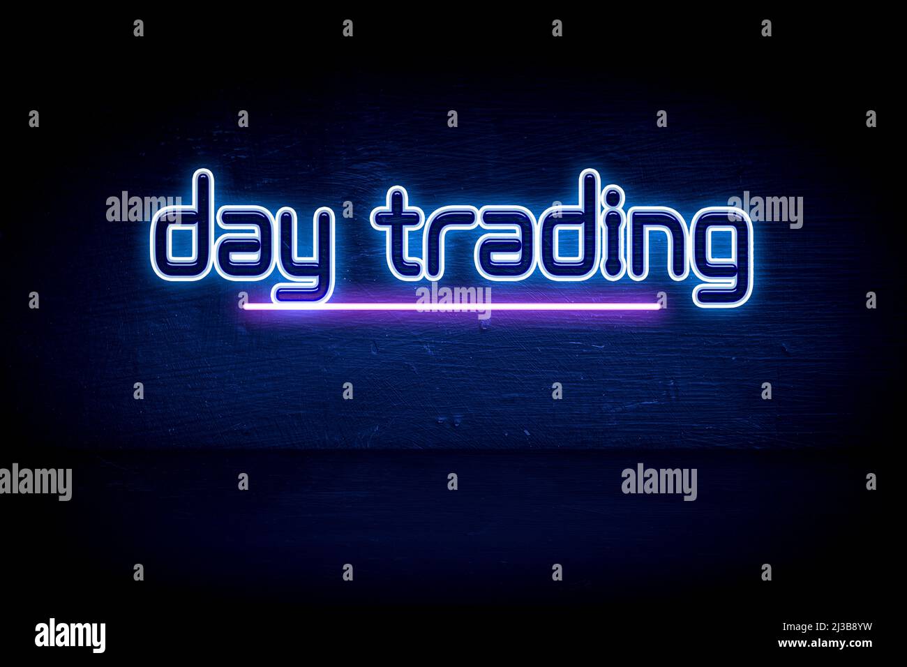 Day Trading - blue neon announcement signboard Stock Photo - Alamy
