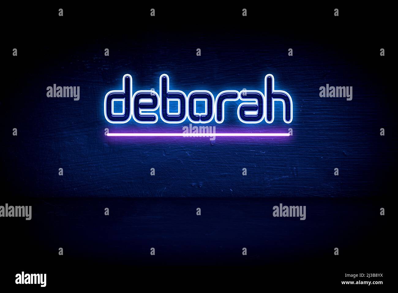 Deborah - blue neon announcement signboard Stock Photo - Alamy