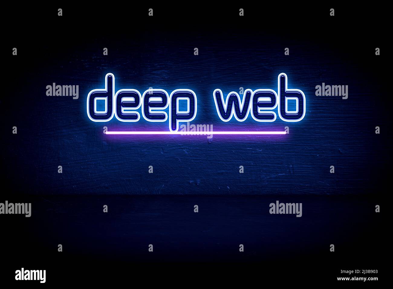 Deep web - blue neon announcement signboard Stock Photo - Alamy