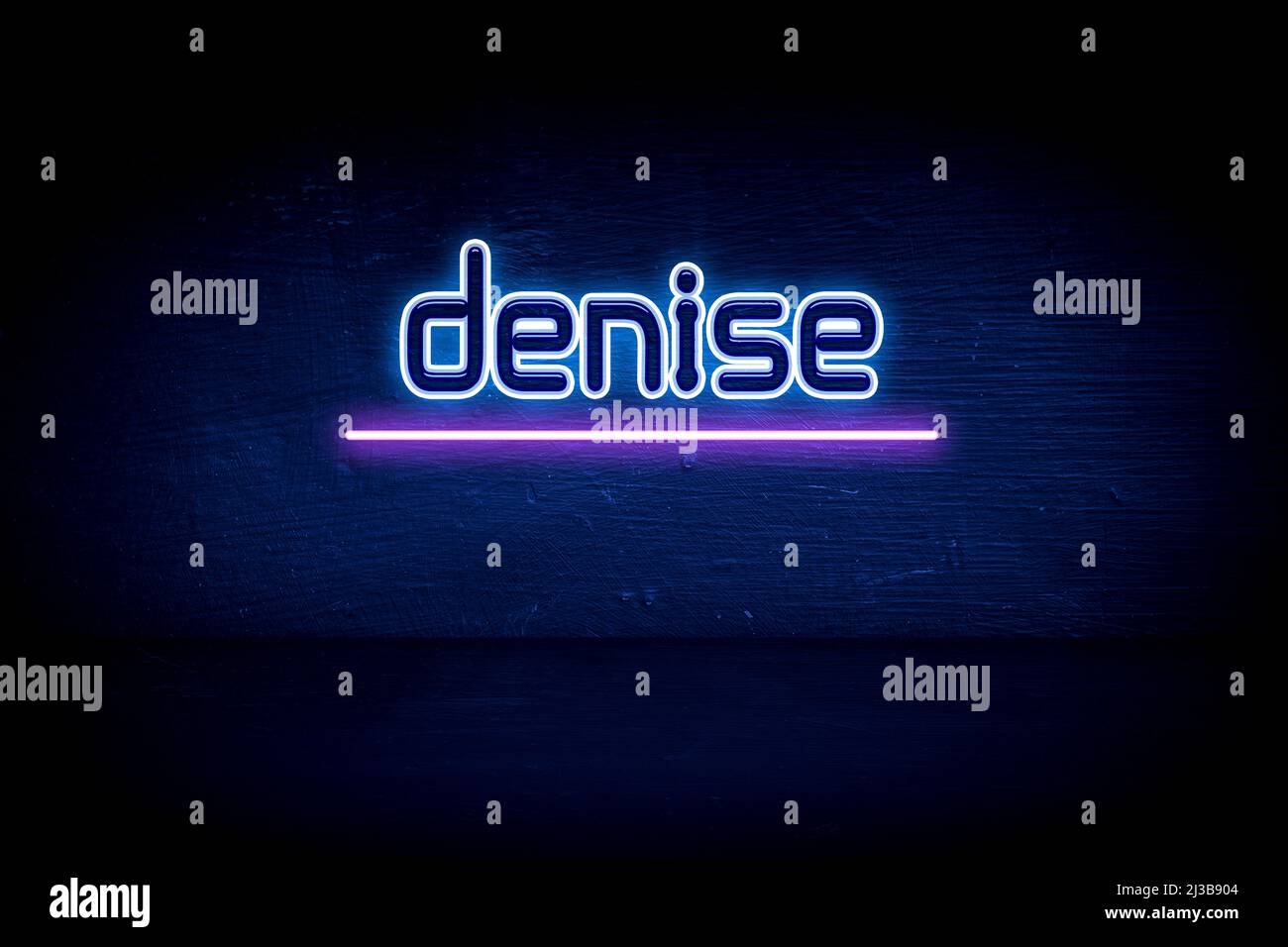 Denise - blue neon announcement signboard Stock Photo - Alamy