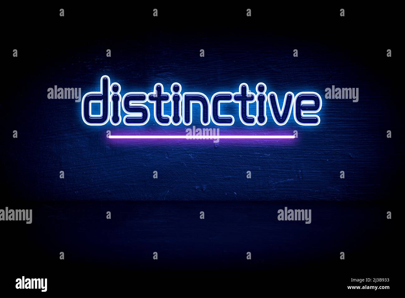 Distinctive - blue neon announcement signboard Stock Photo - Alamy