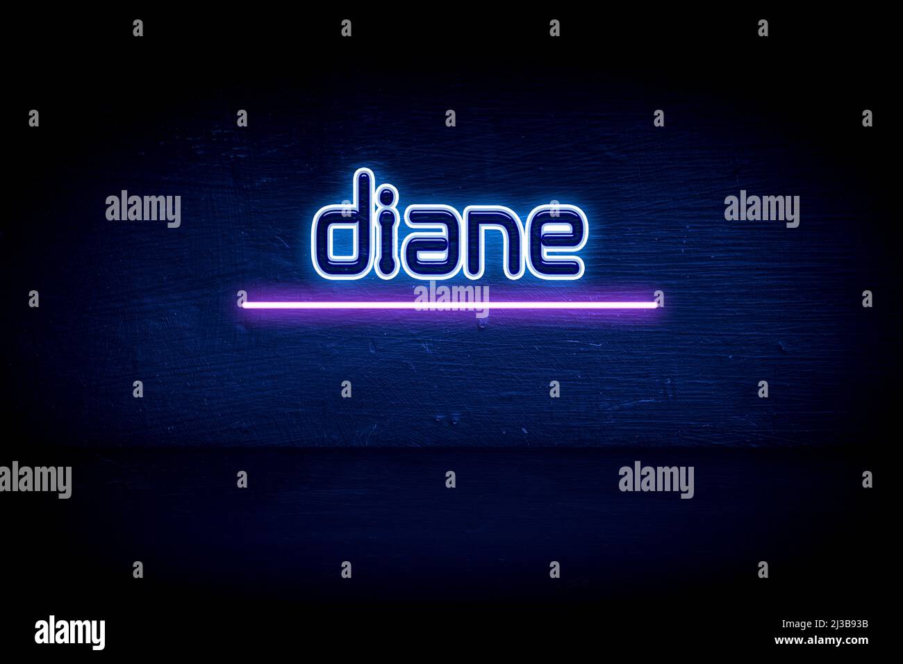 Diane - blue neon announcement signboard Stock Photo - Alamy
