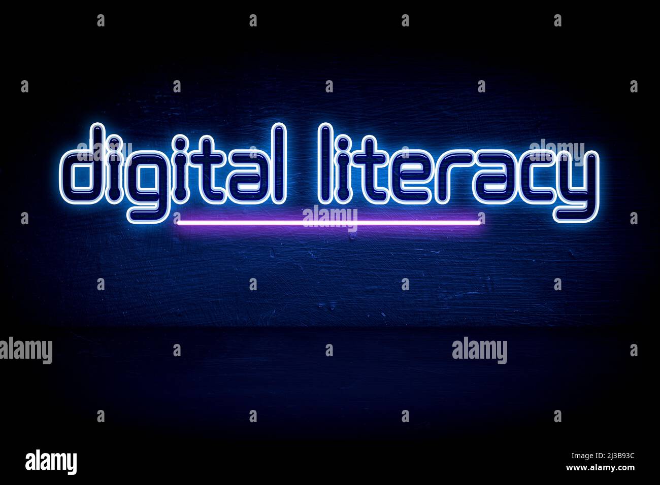 Digital Literacy - blue neon announcement signboard Stock Photo - Alamy