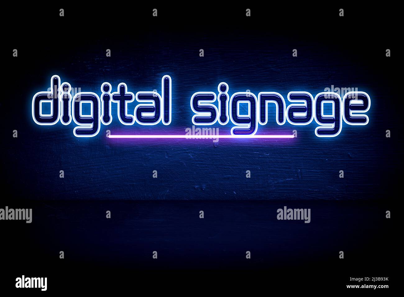 Digital signage - blue neon announcement signboard Stock Photo - Alamy