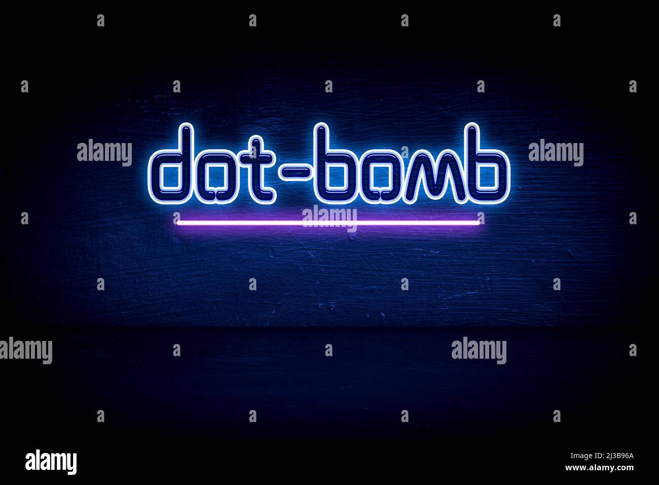 Dot-bomb - blue neon announcement signboard Stock Photo - Alamy
