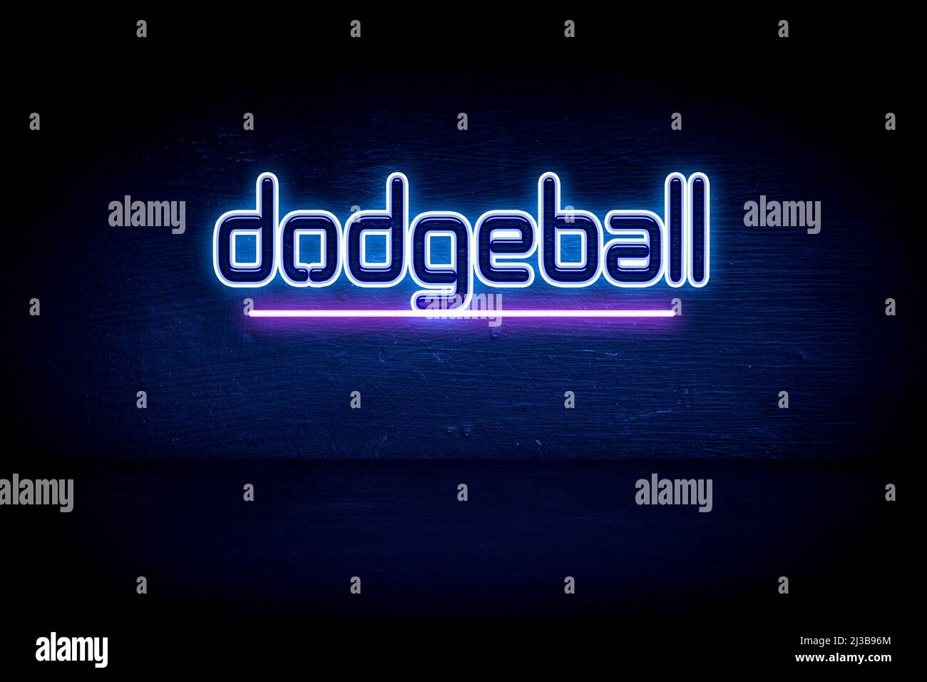 Dodgeball - blue neon announcement signboard Stock Photo - Alamy