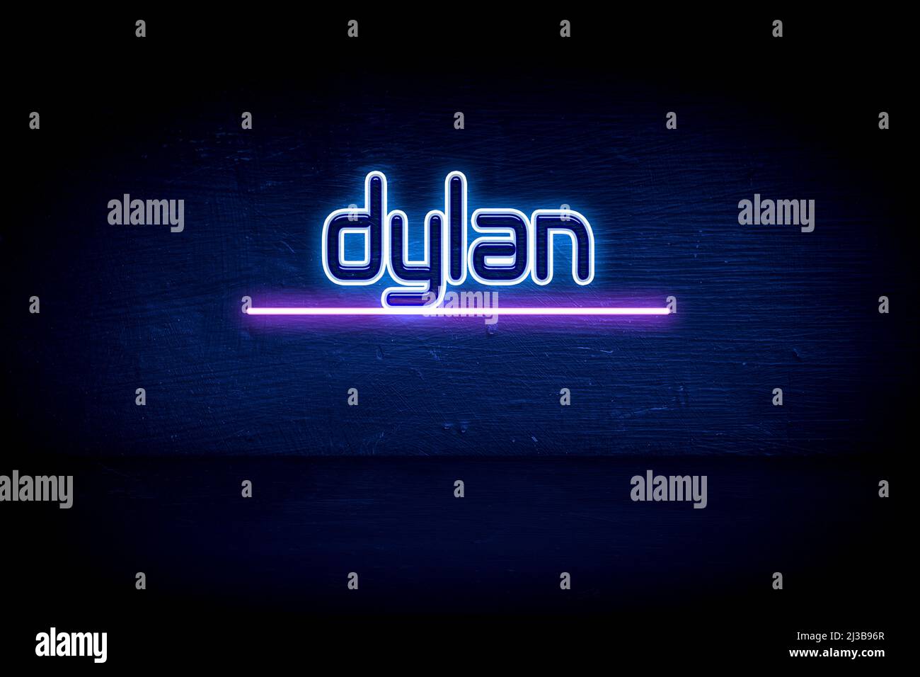 Dylan - blue neon announcement signboard Stock Photo - Alamy