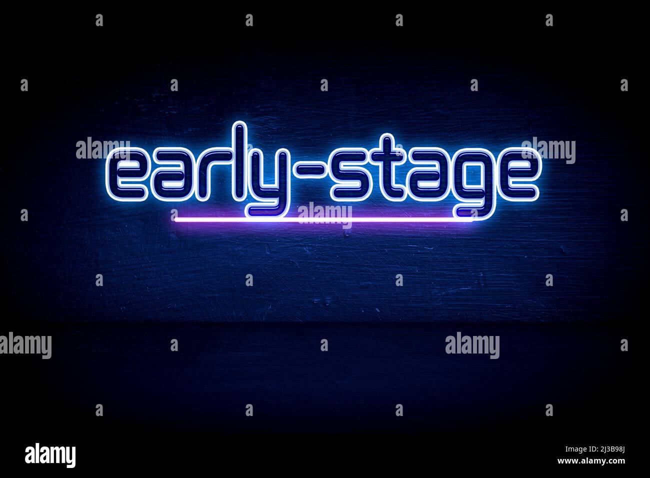 Early-stage - blue neon announcement signboard Stock Photo - Alamy