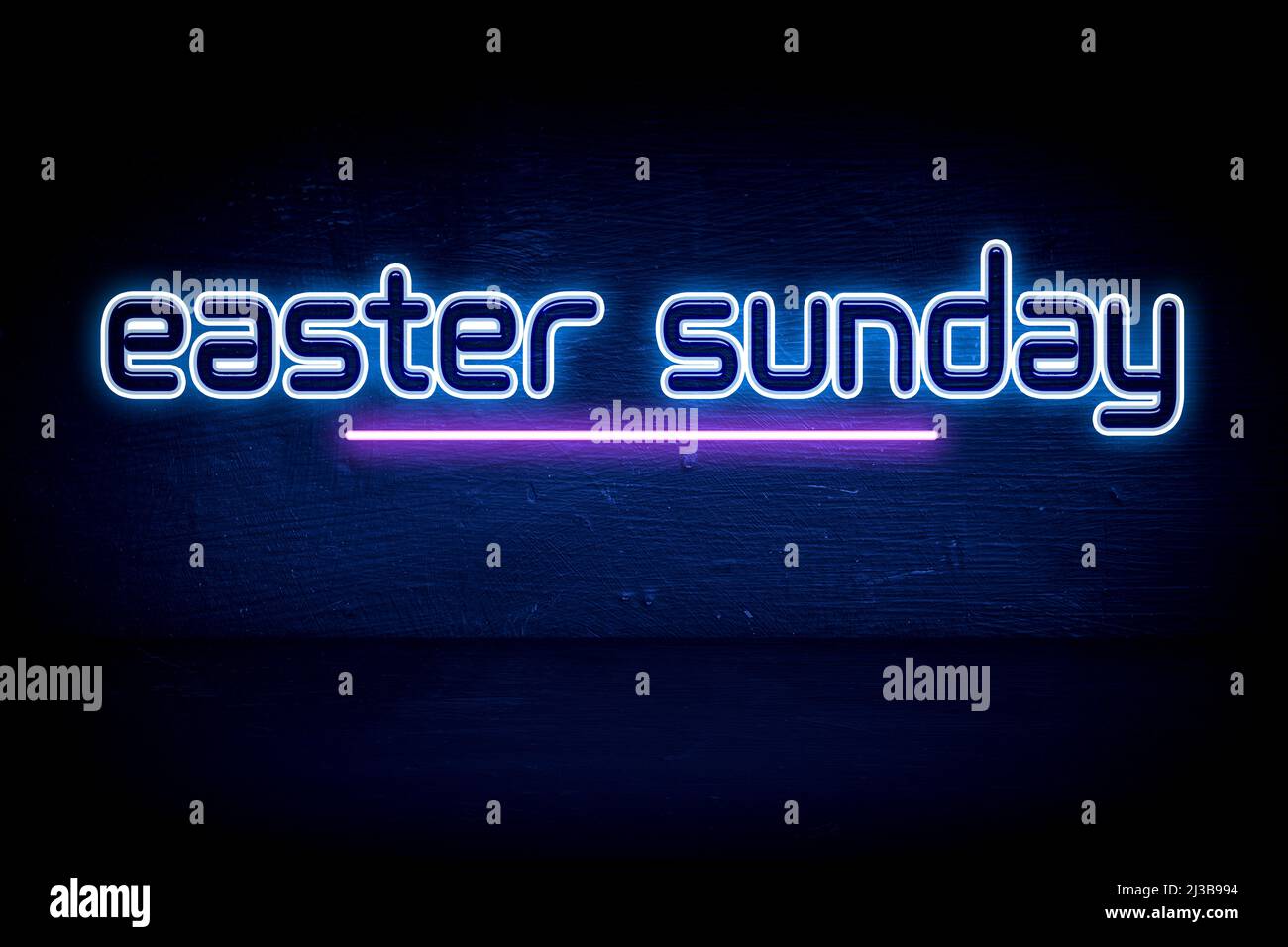 Easter Sunday - blue neon announcement signboard Stock Photo - Alamy