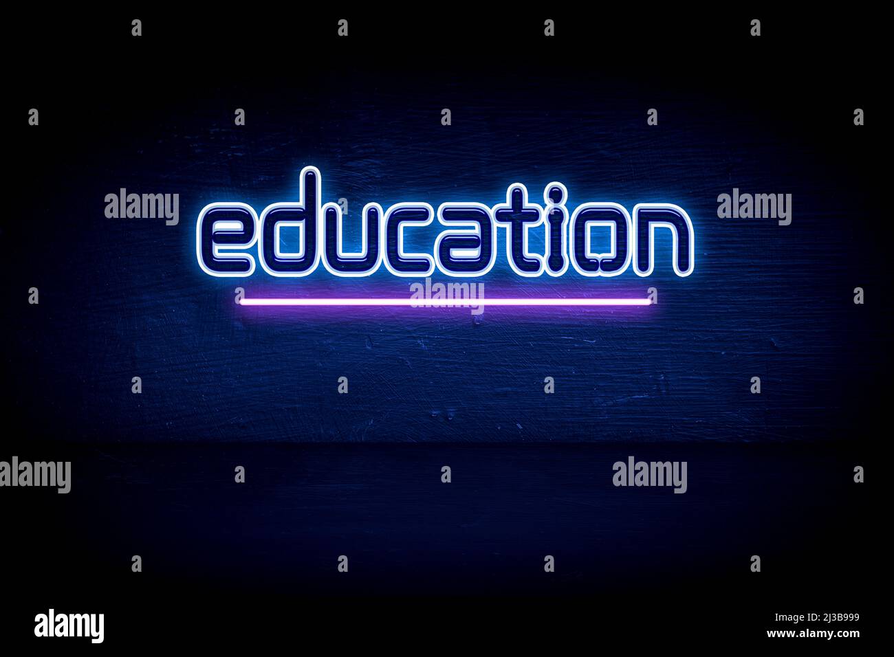 Education - blue neon announcement signboard Stock Photo - Alamy