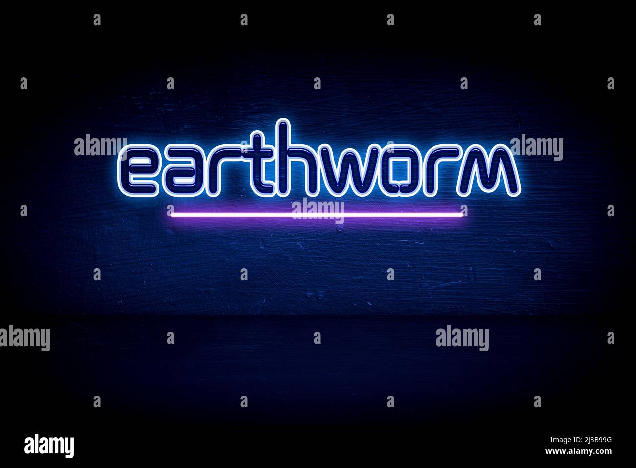earthworm - blue neon announcement signboard Stock Photo - Alamy