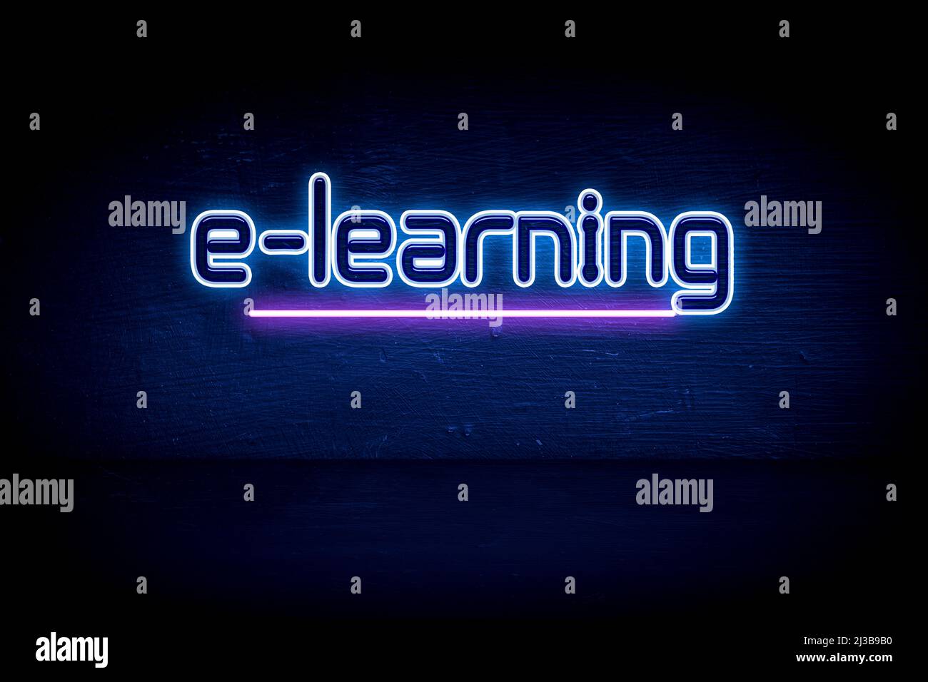 E-learning - blue neon announcement signboard Stock Photo - Alamy